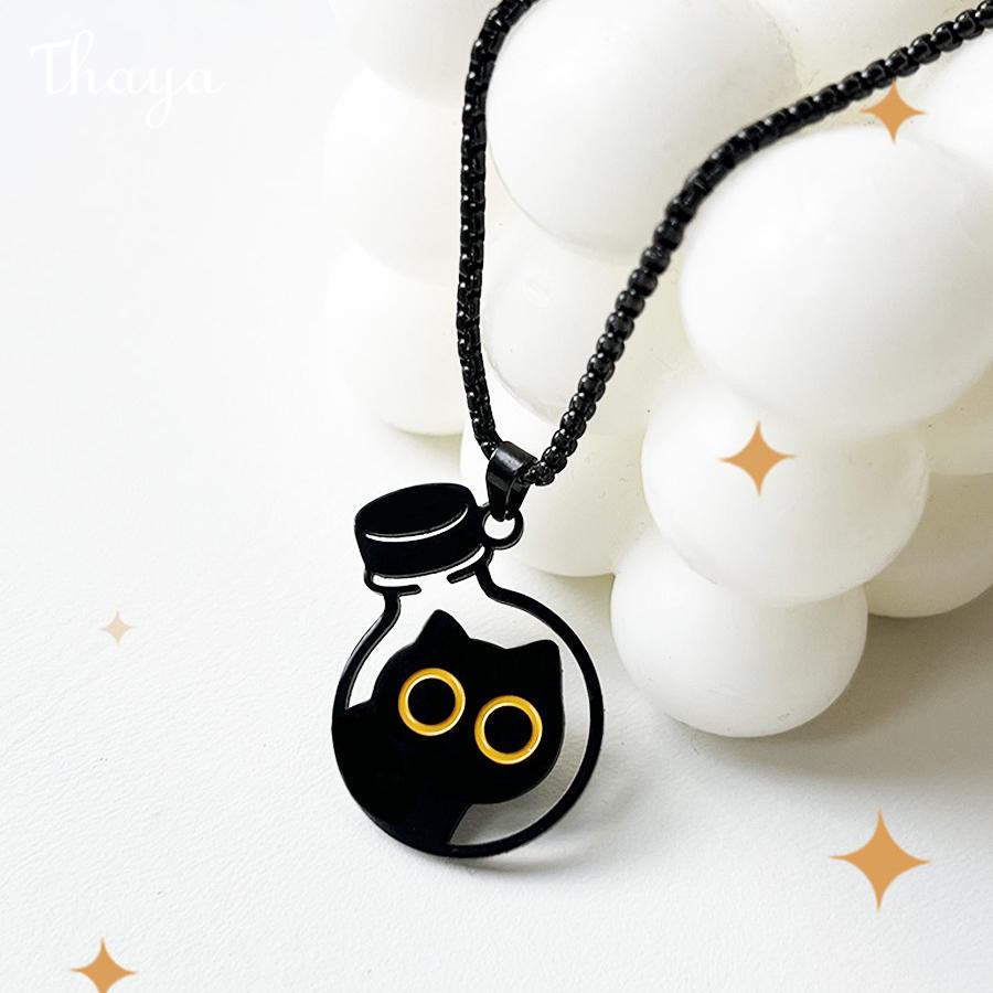 Thaya Cute Little Cat In A Drifting Bottle Necklace