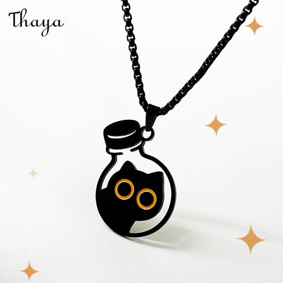 Thaya Cute Little Cat In A Drifting Bottle Necklace