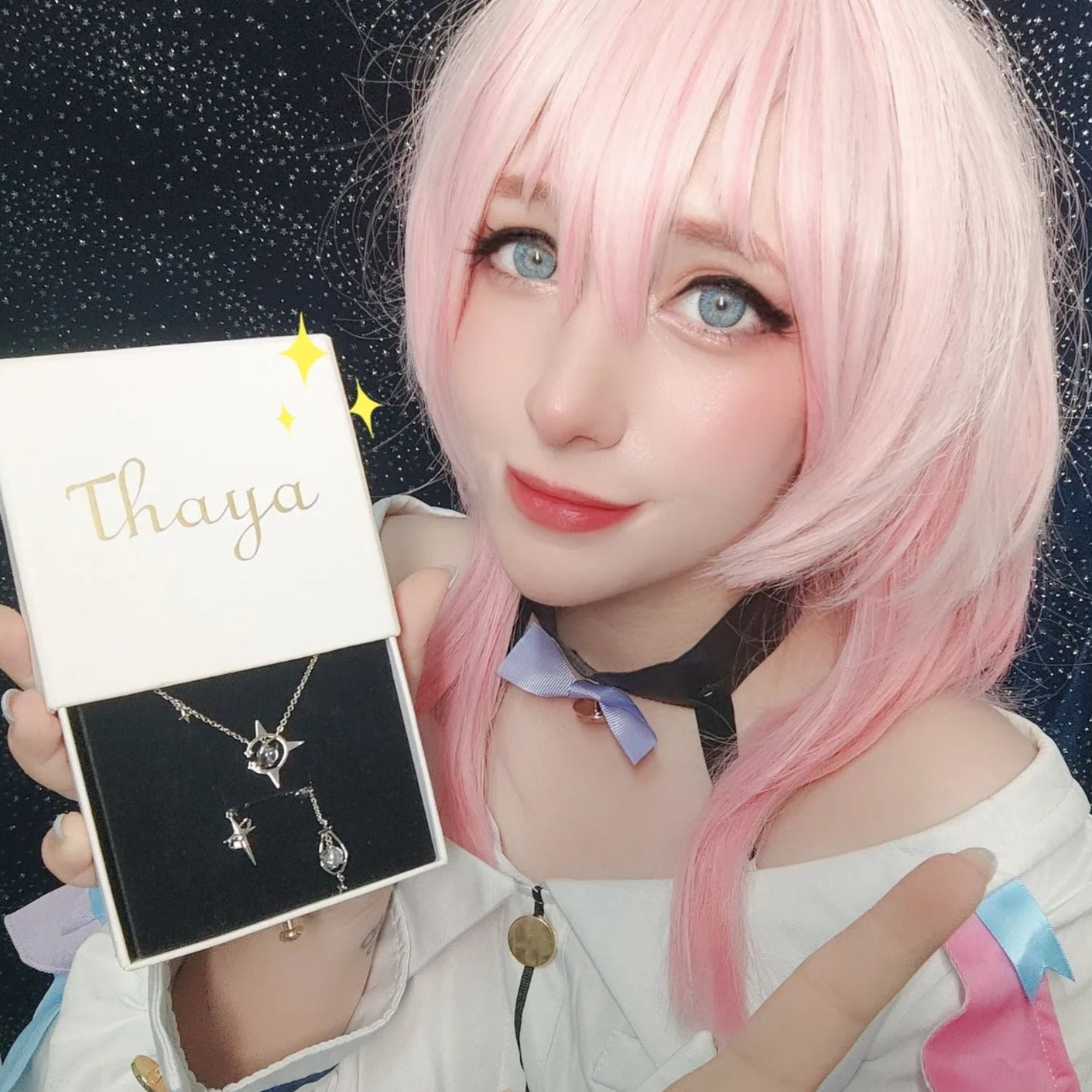 Thaya Light's Magician Necklace and Earrings Set in Real Gold Plating with Crystal Ball and ...